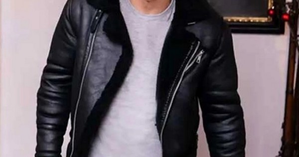 12 Dates of Christmas Chad Savage Shearling Leather Jacket