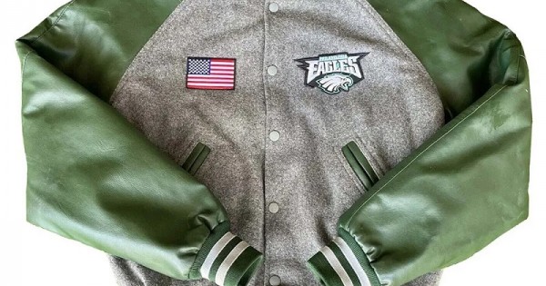 American Flag Philadelphia Eagles Varsity Jacket - Flag-00