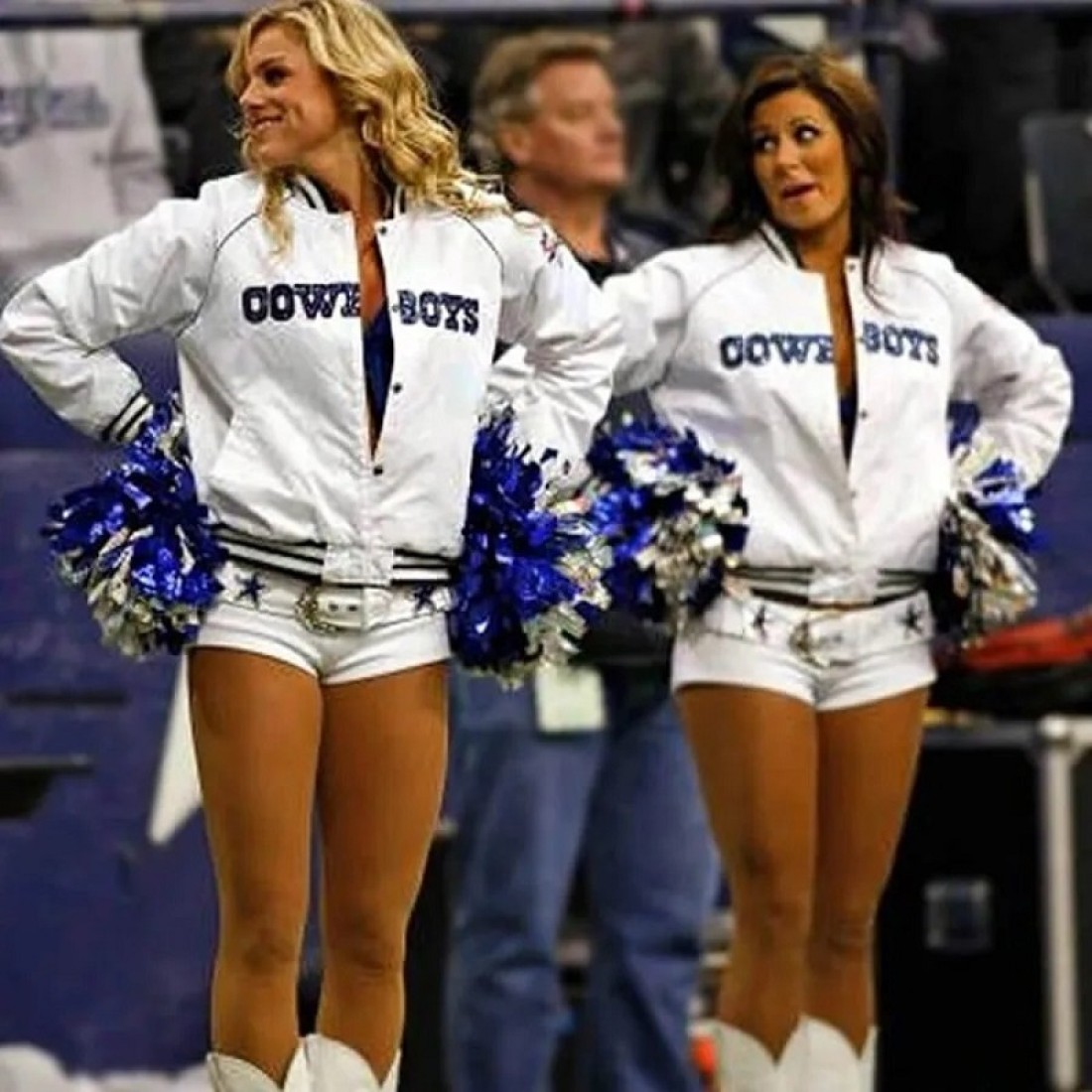 Cowboys Cheerleaders White Bomber Jacket - Cheerleaders-00