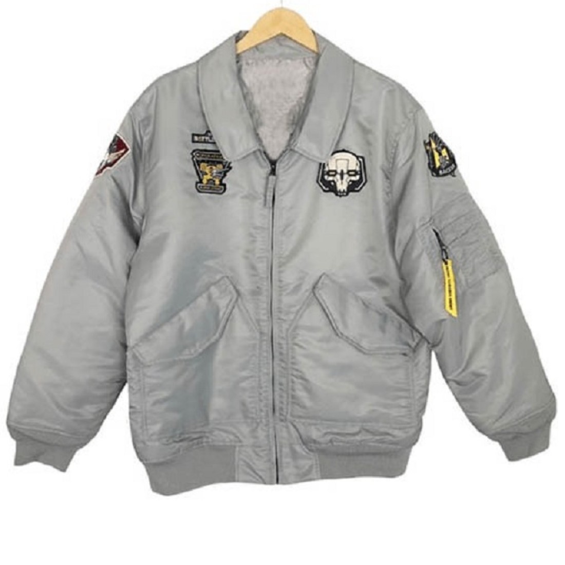 Flight Battletech Mechwarrior Bomber Gray Satin Jacket - 026