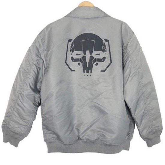 Flight Battletech Mechwarrior Bomber Gray Satin Jacket - 026