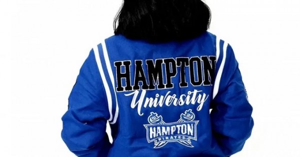 Hampton University Unisex Blue Varsity Jacket - Hampton University5