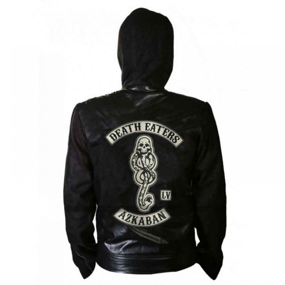Harry Potter Death Eaters Of Azkaban Black Leather Jacket - HPDEOAHBLJ