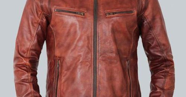 Idaho Mens Brown Leather Moto Jacket
