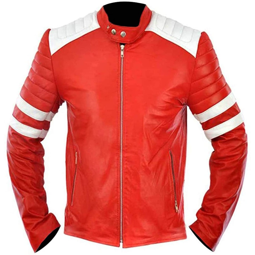 Mens Fight Hybrid Mayhem Brad Retro Biker White Stripes Red Motorcycle ...
