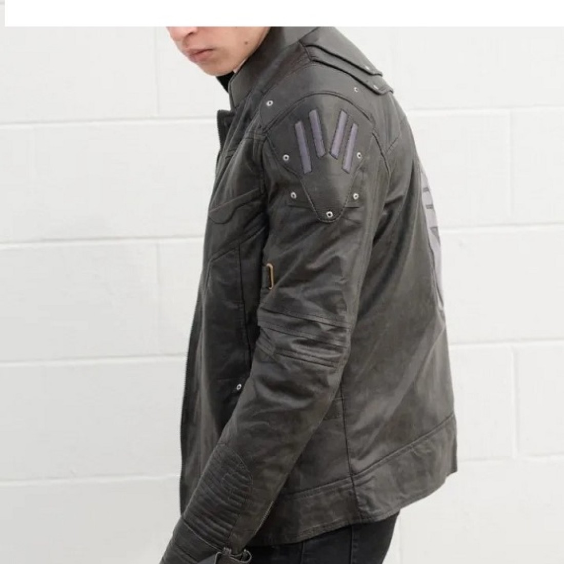 Mens Transformers Black Armor Leather Costume Jacket